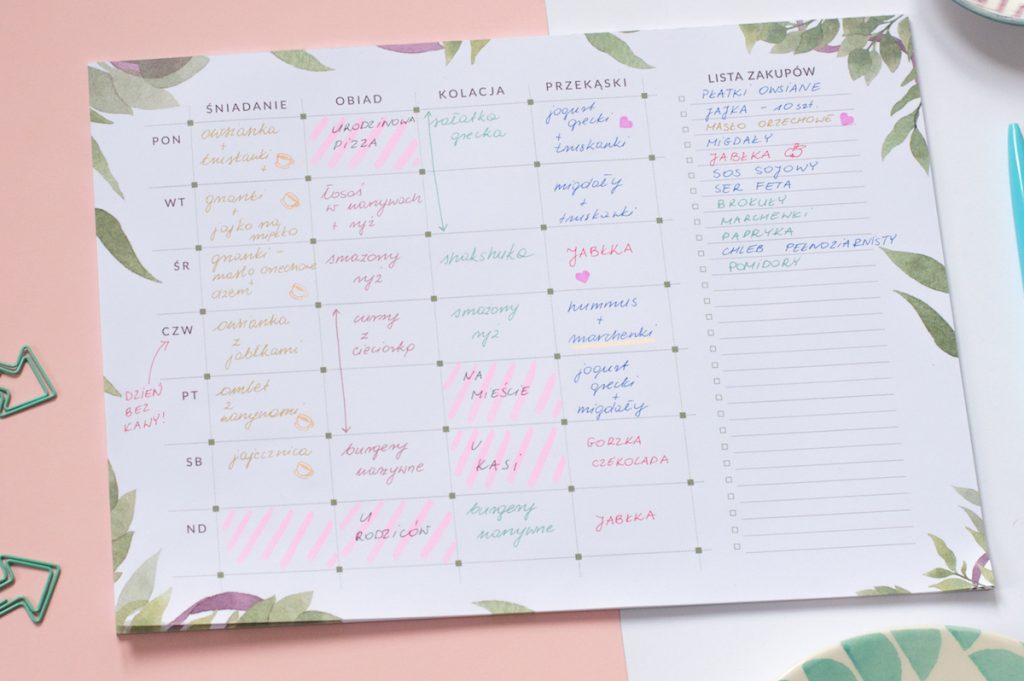 Planer posiłków "Zielone liście" | Notes A4